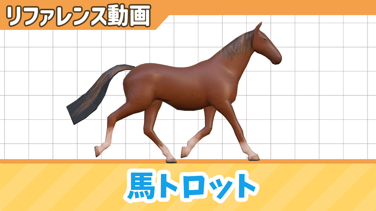 トロットで歩く馬のリファレンス動画